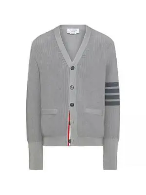 Thom Browne V-neck Stripe Cardigan - Grey