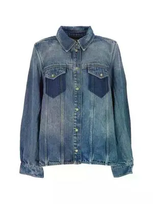 GANNI Tinted Wash Pocket Shirt - Blue