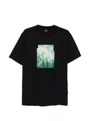 BOSS Printed-artwork T-shirt In Cotton Jersey