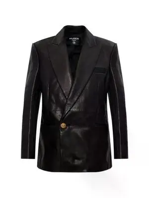 Balmain Lion-button Leather Jacket