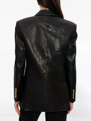 Balmain Lion-button Leather Jacket