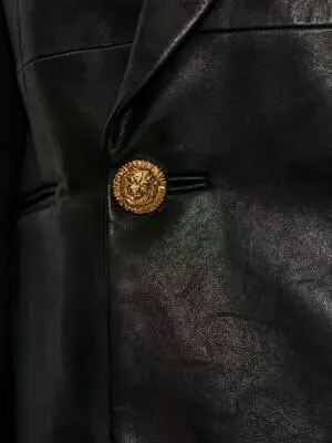 Balmain Lion-button Leather Jacket