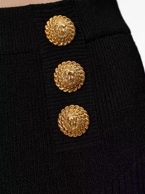 Balmain Ribbed Knit Skirt With Gold-tone Buttons - Black