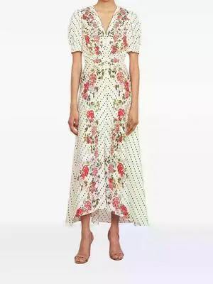 Saloni Lea Polka-dot Floral Dress
