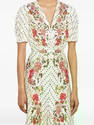 Saloni Lea Polka-dot Floral Dress