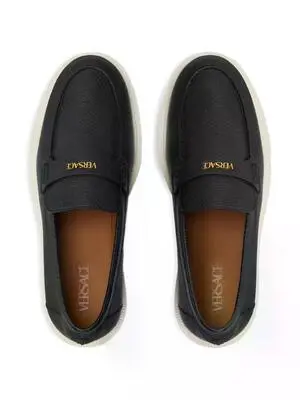 Versace Medusa Plaque Round Toe Loafers