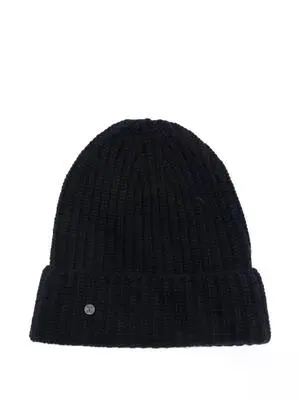 Closed Ribbed Beanie Hat - Blue