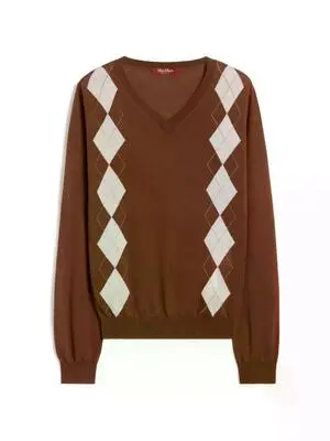 Max Mara Argyle V-neck Sweater