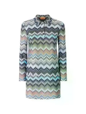 Missoni Zig-zag Polo-collar Mini Dress - Blue