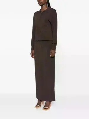 Brandon Maxwell Sabine Quarter-zip Maxi Dress - Brown