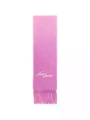 Acne Studios Logo Fringed Scarf - Pink