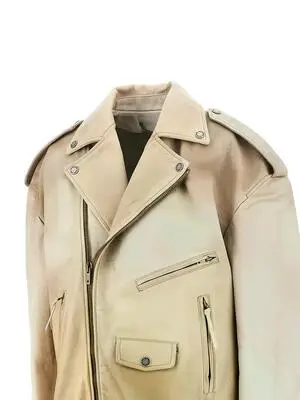 GOLDEN GOOSE Zip-fastening Leather Jacket - Neutrals