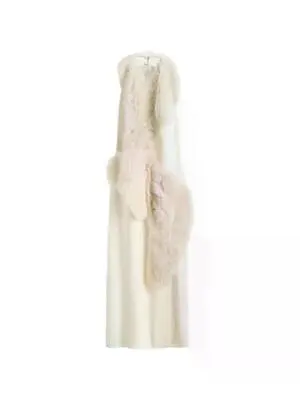 TOTEME Shearling-appliqué Midi Dress - Neutrals