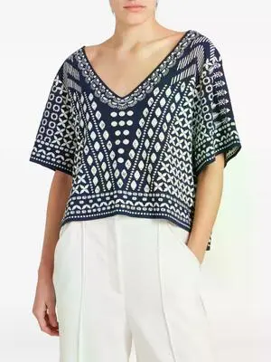 TEMPERLEY LONDON Patterned V-neck Top