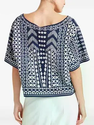 TEMPERLEY LONDON Patterned V-neck Top