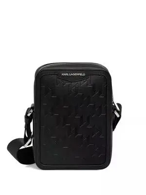 Karl Lagerfeld Embossed Logo Messenger Bag - Black