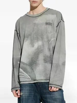 DIESEL® Logo-print Long-sleeve T-shirt - Grey