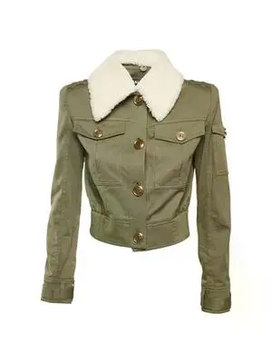 Balmain Shearling-collar Crop Jacket