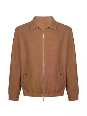 Eleventy Full Zip Bomber Jacket - Brown