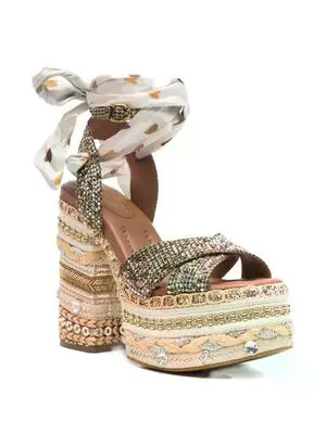 Kurt Geiger Embellished Platform Heeled Sandals - Neutrals