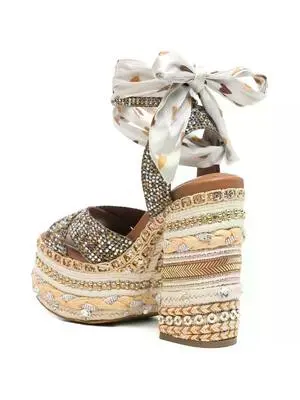 Kurt Geiger Embellished Platform Heeled Sandals - Neutrals