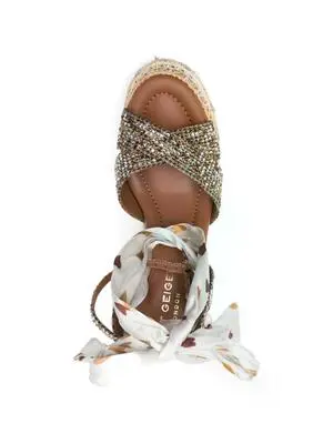 Kurt Geiger Embellished Platform Heeled Sandals - Neutrals
