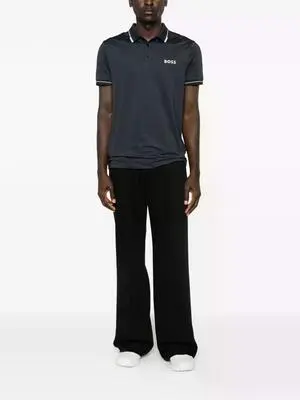 BOSS Logo-print Trimmed Polo Shirt - Blue