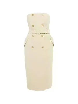 Max Mara Strapless Double-breasted Midi Dress