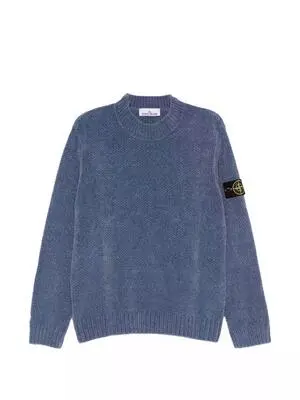 Stone Island Crew-neck Textured Knit Sweater - Blue