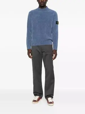 Stone Island Crew-neck Textured Knit Sweater - Blue