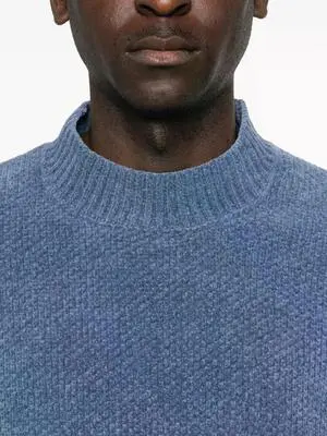 Stone Island Crew-neck Textured Knit Sweater - Blue