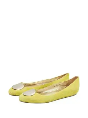 JIMMY CHOO Suede Disc Ballet Flats
