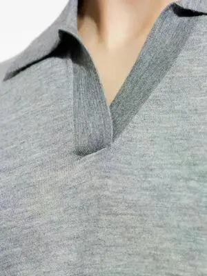 LISA YANG V-neck Polo-collar T-shirt - Grey