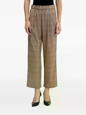Sisley Elasticated Checked Cropped Trousers