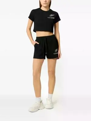 PLEIN SPORT Ribbed Lettering Shorts - Black