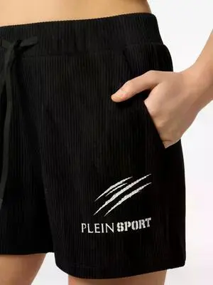 PLEIN SPORT Ribbed Lettering Shorts - Black