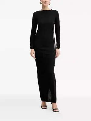 Liviana Conti Long Sleeve Side-stripe Maxi Dress - Black