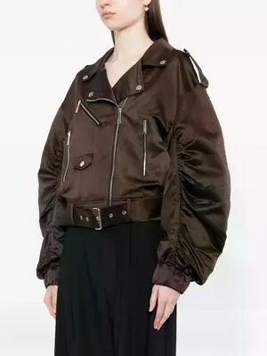 Karl Lagerfeld Satin Biker Jacket - Brown