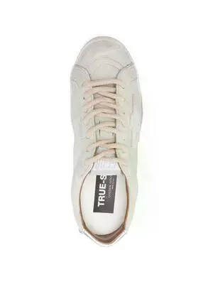 GOLDEN GOOSE True-star Sneakers In Light Gray Suede With Metallic Star And Heel Tab - Neutrals