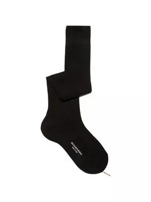 SCAROSSO Ribbed Knit Knee-high Socks - Black
