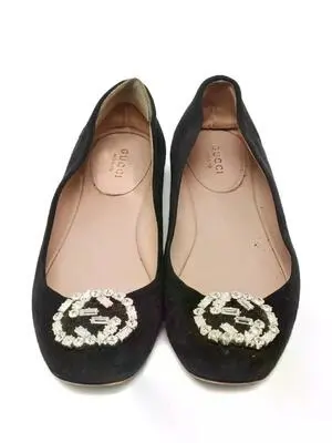 Gucci Interlocking G Crystal Embellished Ballet Flats