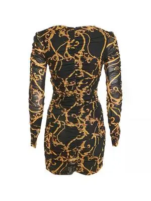 GANNI Ruched Abstract-print Mini Dress
