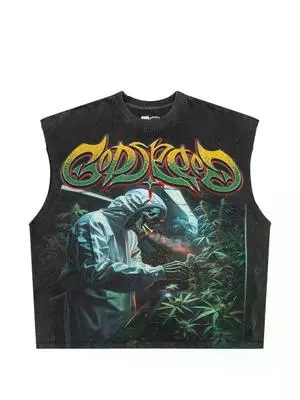 GODSPEED Graphic Print Sleeveless T-shirt - Black