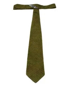 Valentino Garavani Geometric-pattern Silk Tie - Green