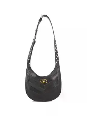 Valentino Garavani Logo Leather Shoulder Bag - Black