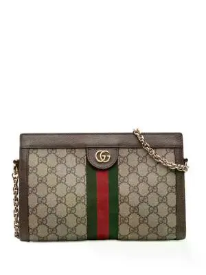 Gucci Small Gg Supreme Ophidia Chain Crossbody Bag - Brown