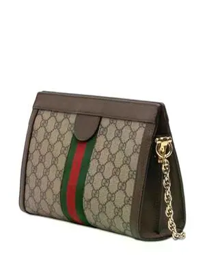Gucci Small Gg Supreme Ophidia Chain Crossbody Bag - Brown