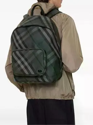Burberry Grid Check Zipped Backpack - Grey