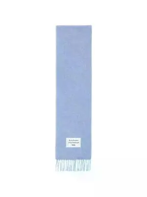 Acne Studios Fringed Logo Scarf - Blue