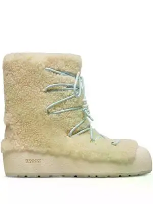 Bally Shearling Lace-up Boots - Neutrals